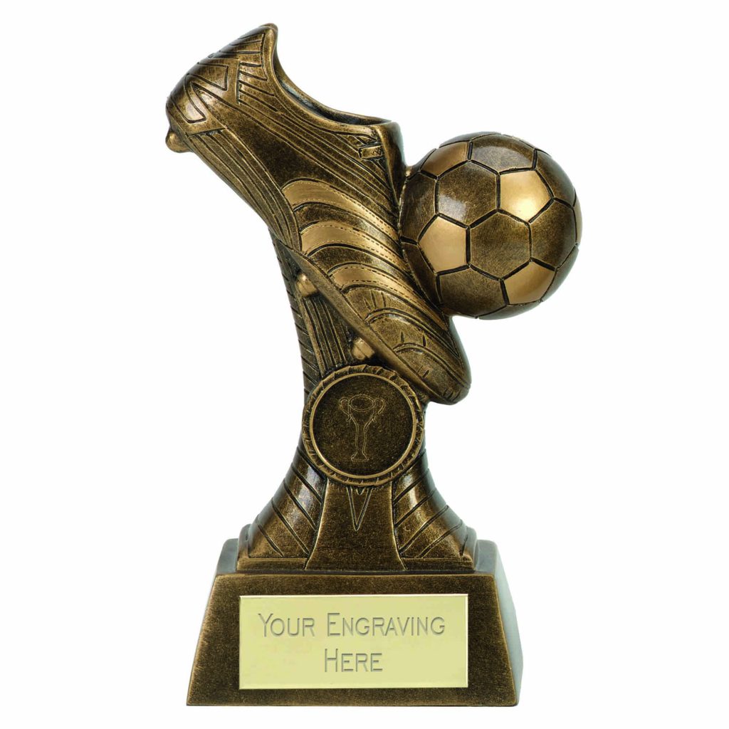 Antique Gold Resin Boot & Ball Football Trophy - Kent awards - trophies ...