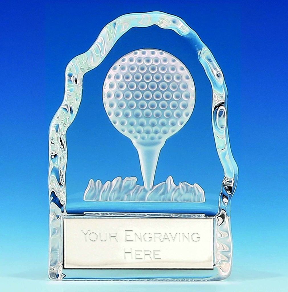 Crystal Wedge Golf Ball Award - Kent awards - trophies and engravings